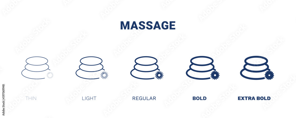 massage icon. Thin, light, regular, bold, black massage icon set from ...