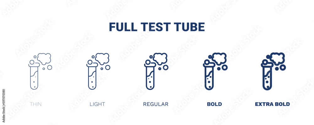 full test tube icon. Thin, light, regular, bold, black full test tube ...