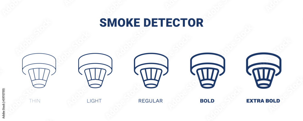 Vetor de smoke detector icon. Thin, light, regular, bold, black smoke ...
