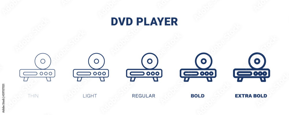 dvd player icon. Thin, light, regular, bold, black dvd player icon set ...