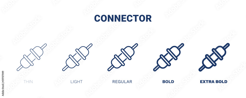 connector icon. Thin, light, regular, bold, black connector icon set ...