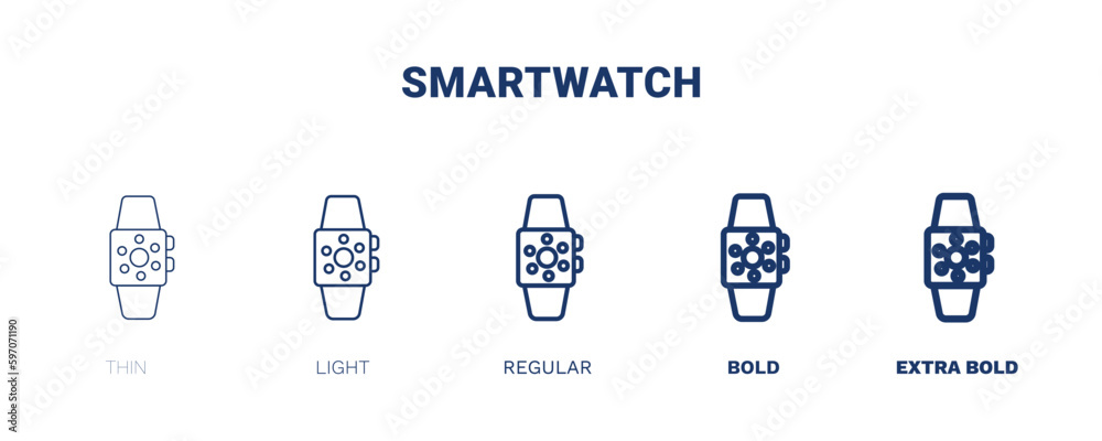 smartwatch icon. Thin, light, regular, bold, black smartwatch icon set ...