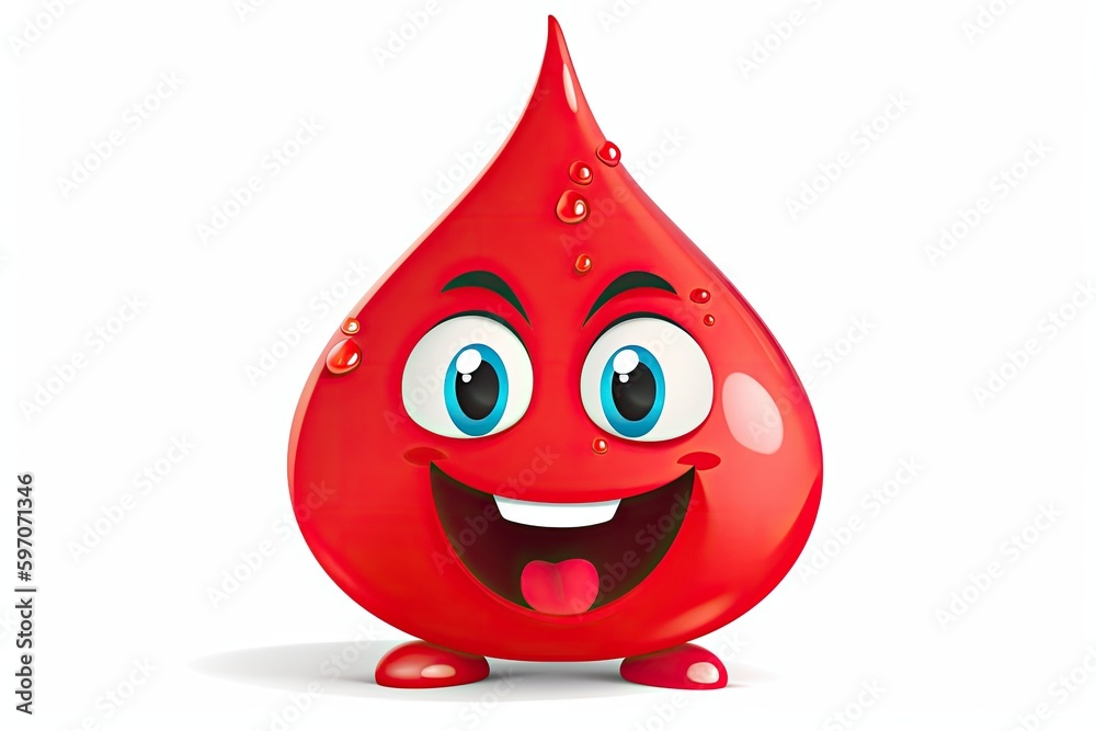 Cartoon illustration of red blob isolated on white background. Blood ...