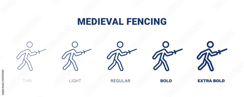 medieval fencing icon. Thin, light, regular, bold, black medieval ...