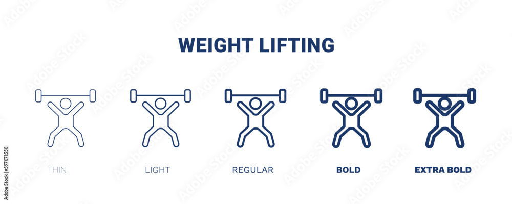 weight lifting icon. Thin, light, regular, bold, black weight lifting ...