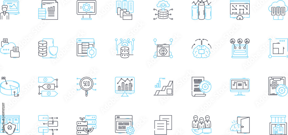 Performance Metrics Linear Icons Set Efficiency Effectiveness