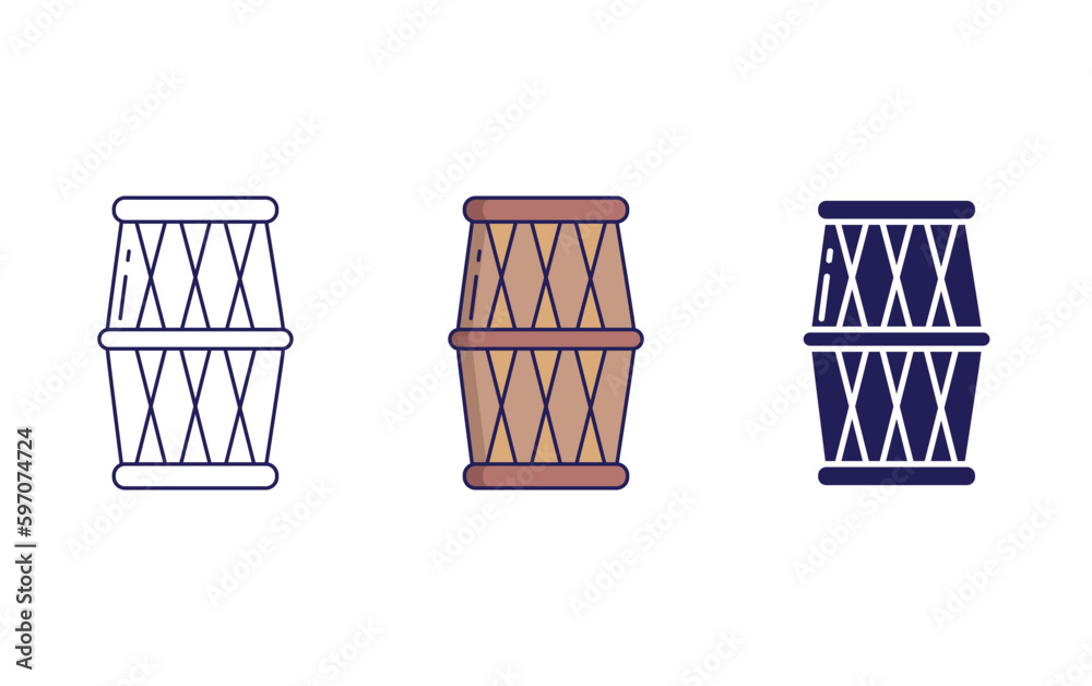 Dholak vector icon Stock Vector | Adobe Stock