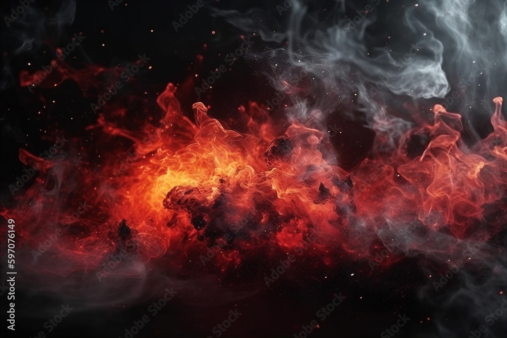 Black and red smoky and fire sparks background. AI generated Stock ...