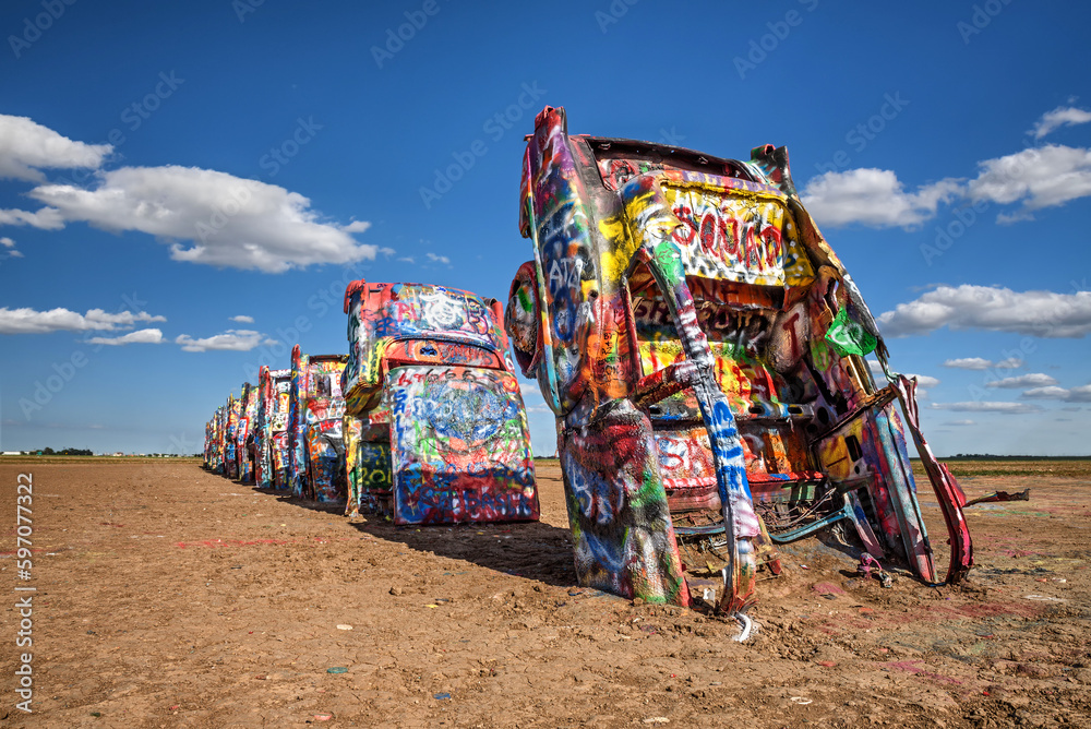 AMARILLO, TEXAS, USA - MAY 12, 2016 : Cadillac Ranch in Amarillo ...