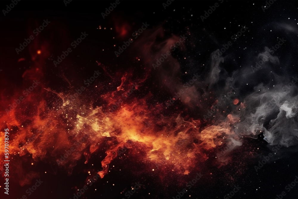 Black and red smoky and fire sparks background. AI generated Stock ...