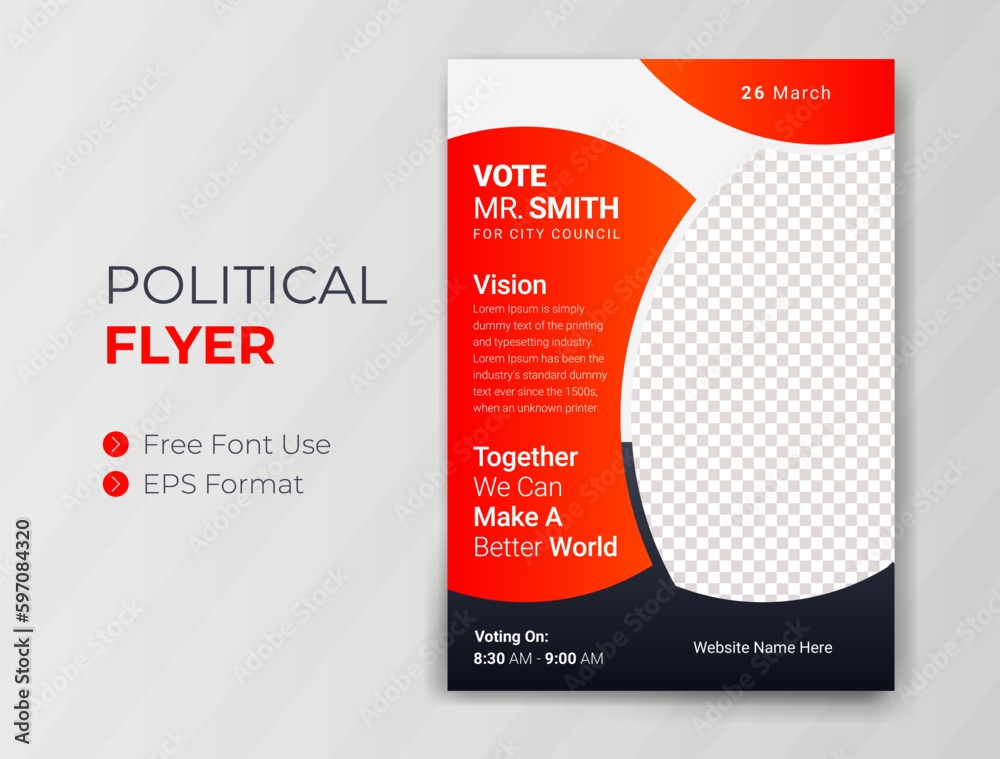 Political flyer design for banner event poster template Stock Vector ...