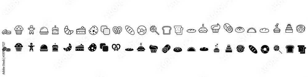 Bakery icon vector set. cooking illustration sign collection. bake ...