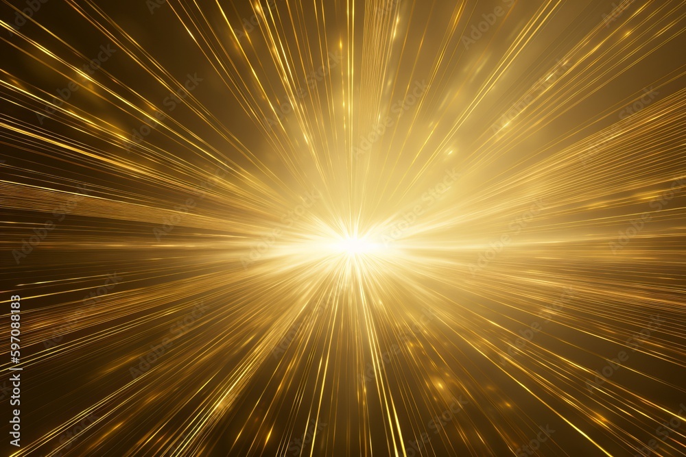 Gold light rays effect background from generative ai Stock Illustration ...
