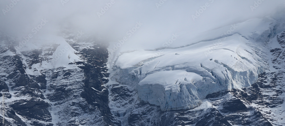 Tongue of the Guggiglacier, glacier on the Jungfraujoch. Stock Photo ...