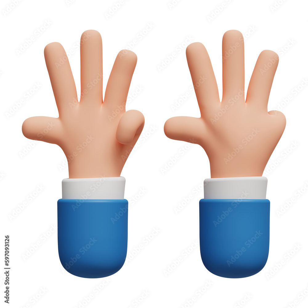 Poster 3D cartoon character hand in business attire on transparent ...