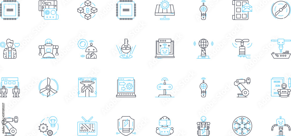 Unmanned aircraft linear icons set. Drs, Quadcopters, UAS, UAVs ...