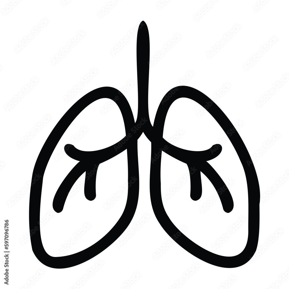 Lungs Vector Icon. Isolated Pink anatomical lungs and trachea, with ...