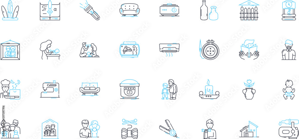 Family members linear icons set. Mother, Father, Son, Daughter, Sister ...