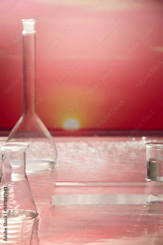 Scene for advertising cosmetic product with laboratory concept. Lab ...