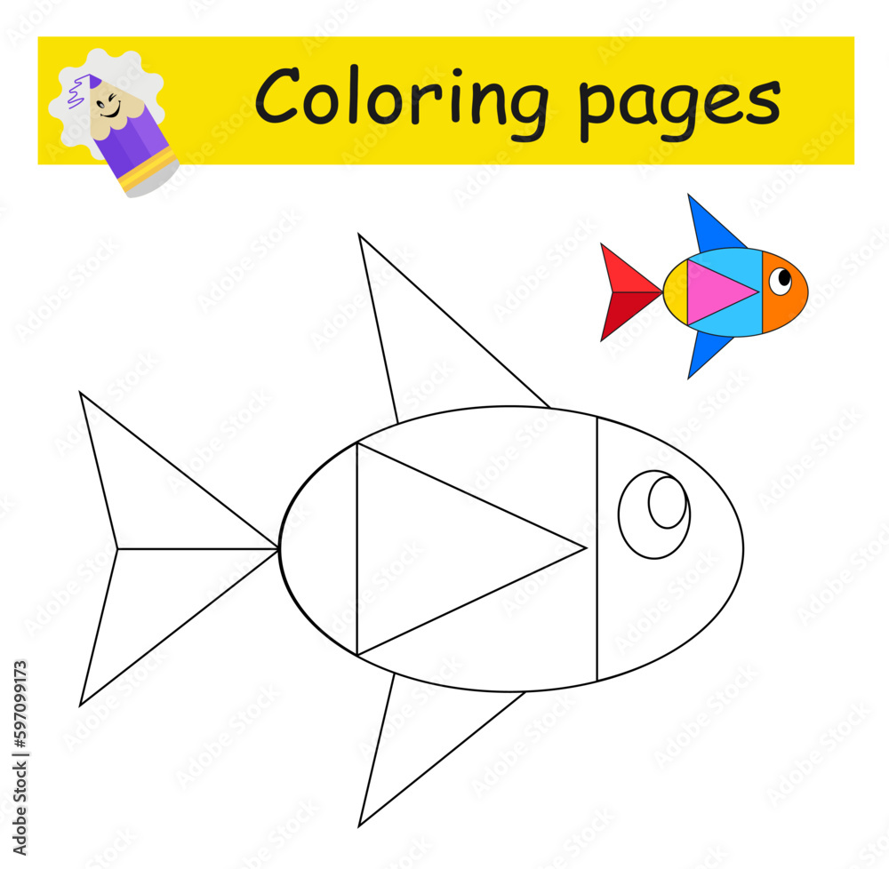 Coloring pages. Cartoon fish vector. Illustration for children ...