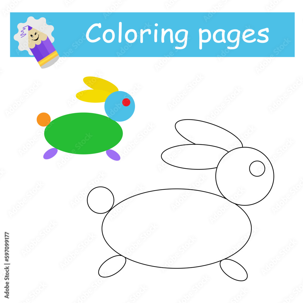 Coloring pages. Cartoon hare vector. Illustration for children ...