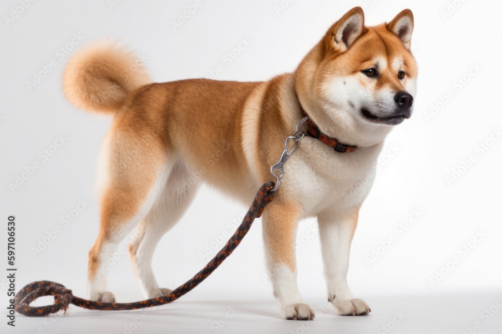 Medium shot portrait photography of an aggressive akita inu walking on ...
