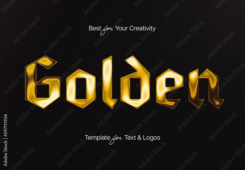Gold Chrome Effect Mockup Stock Template | Adobe Stock