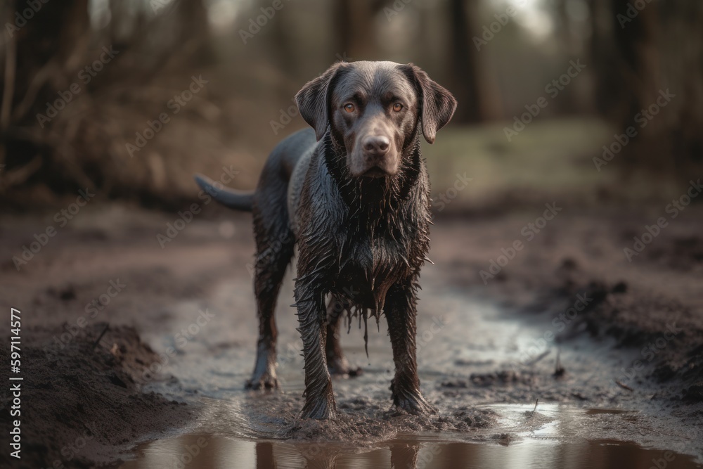 Full-length portrait photography of a curious labrador retriever ...