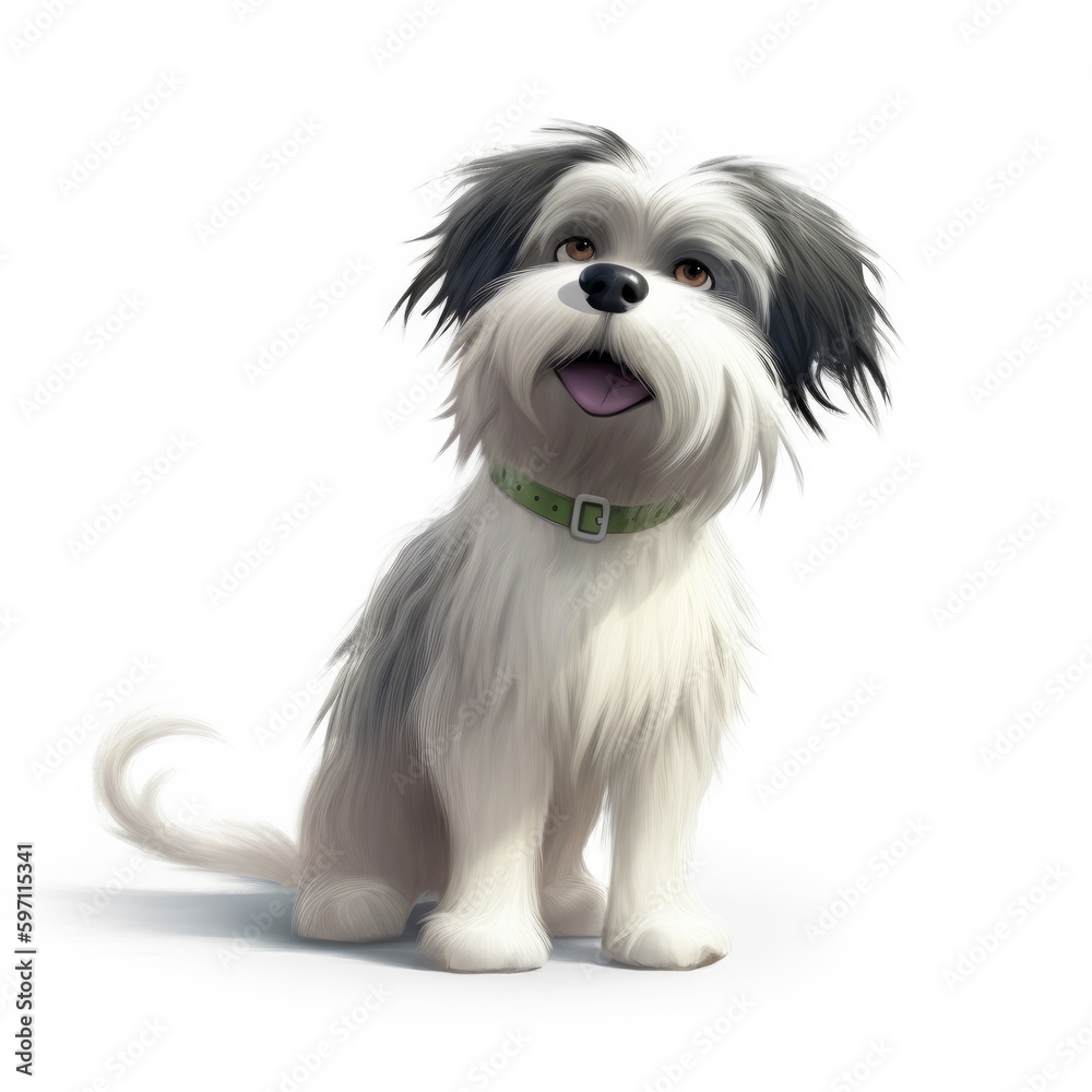 Lowchen dog illustration cartoon 3d isolated on white. Generative AI ...