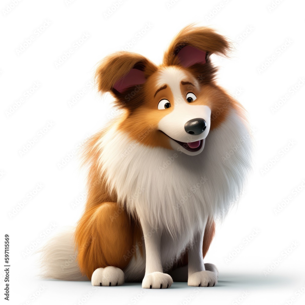 Shetland Sheepdog dog illustration cartoon 3d isolated on white ...