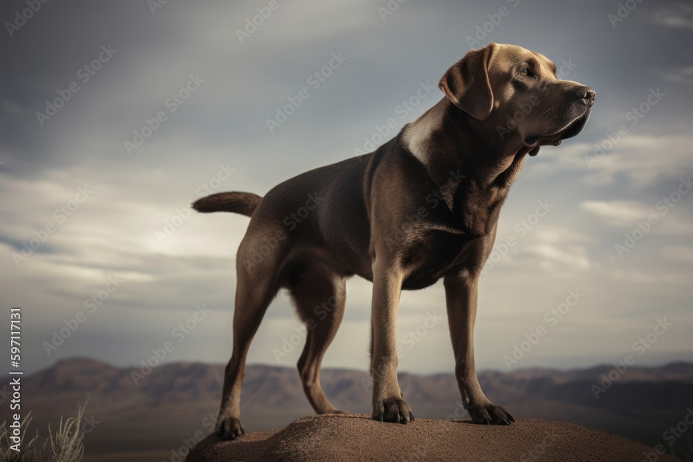 Studio portrait photography of an aggressive labrador retriever ...