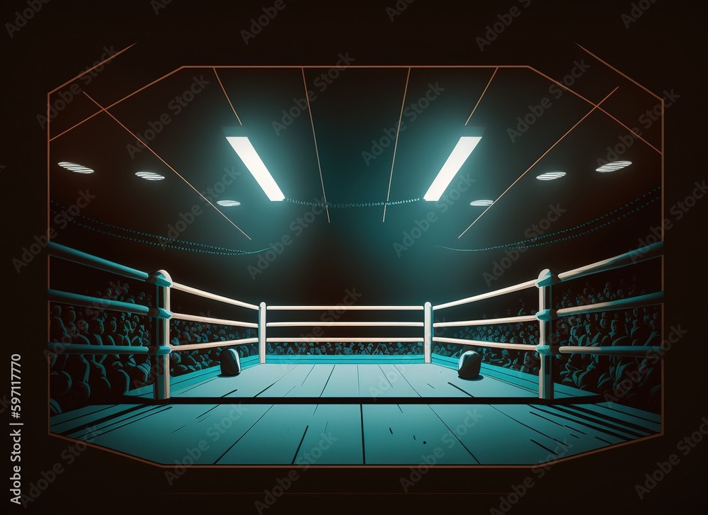 ring, arena for boxing fights and competitions, seats for spectators ...