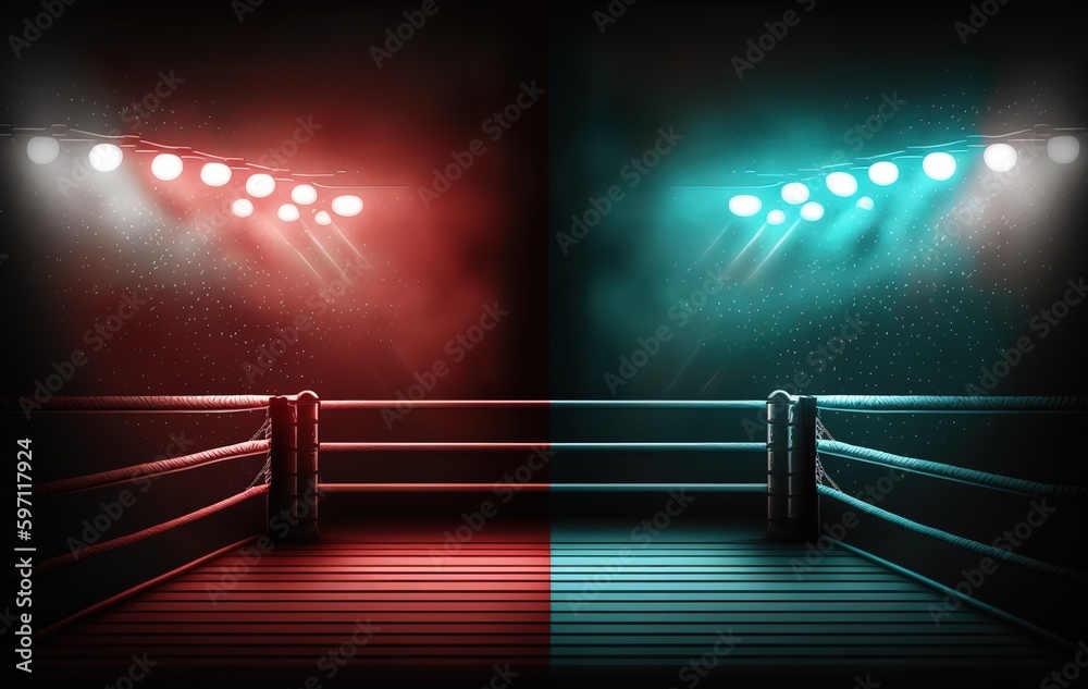 ring, arena for boxing fights and competitions, seats for spectators ...