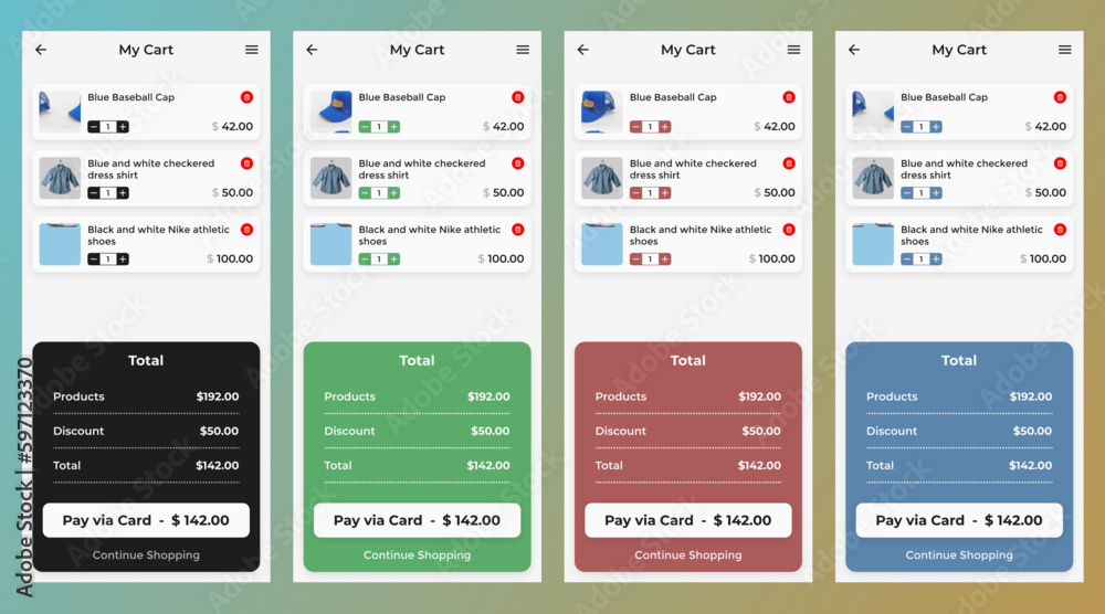 Shopping cart mobile ui, mobile ui design, mobile app design, mobile ui ...