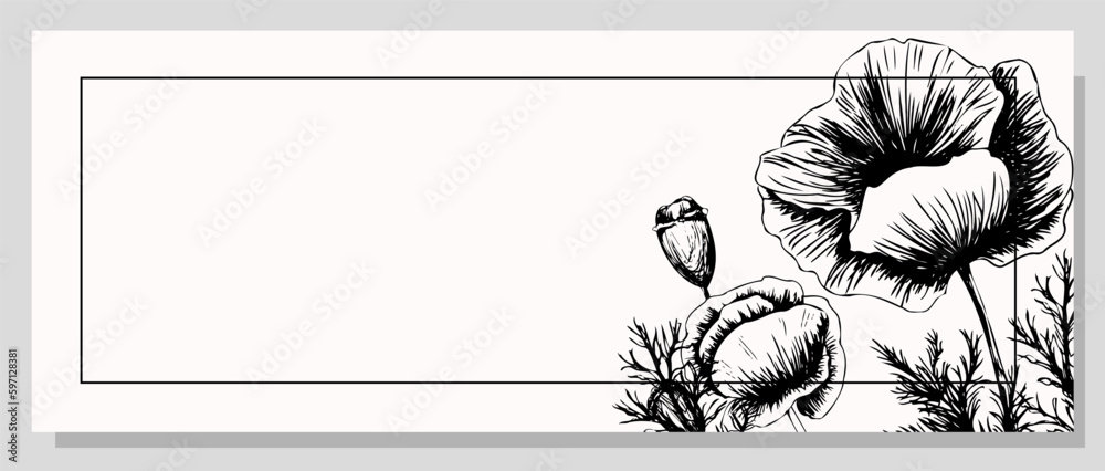 May 9. Banner for Victory Day. Symbolic red poppy on a white background ...