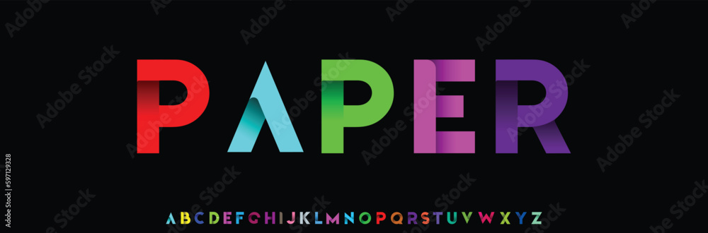 Paper, Colorful font. Colorful bright alphabet. Emotional bold ...