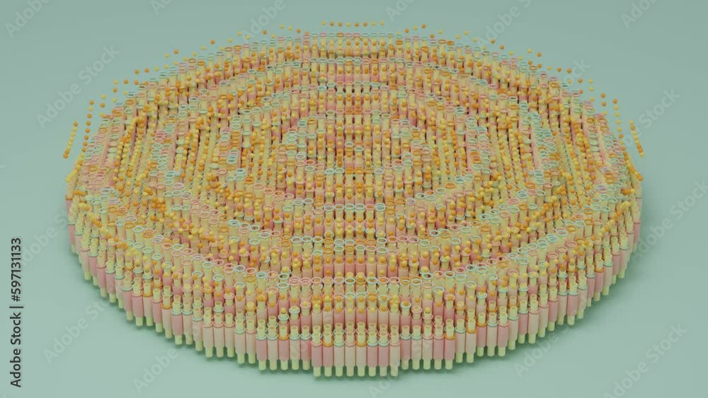 Loop 3d animation of a variety of telescopic tubes and rings with ...
