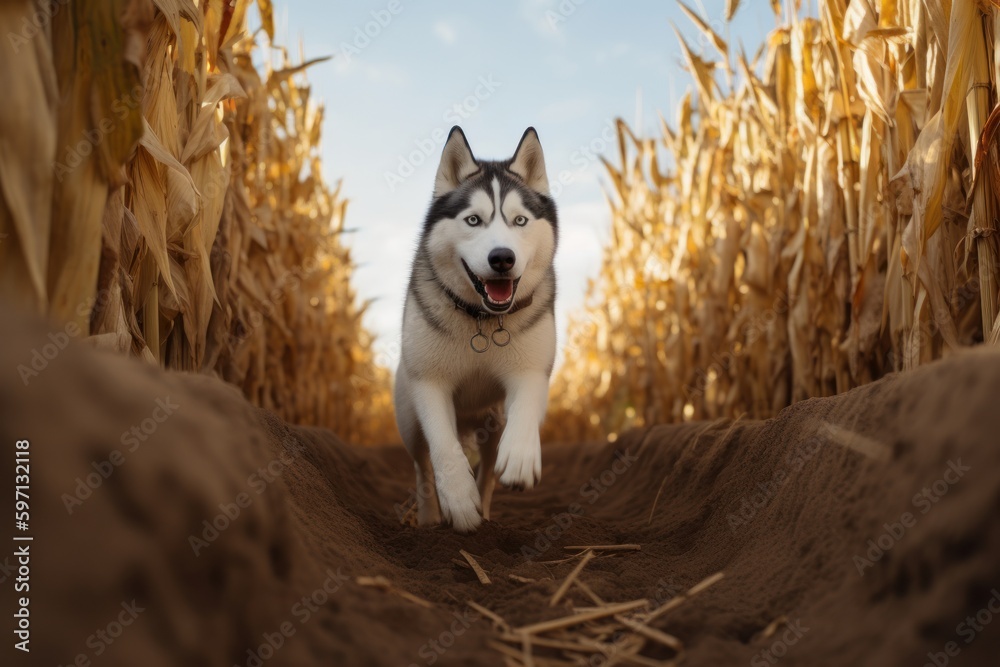 Lifestyle portrait photography of a curious siberian husky jumping over ...