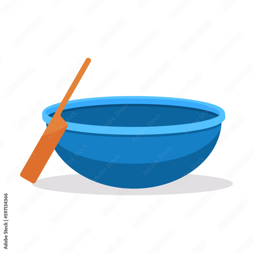 Traditional vietnamese blue round bamboo boat cartoon vector ...