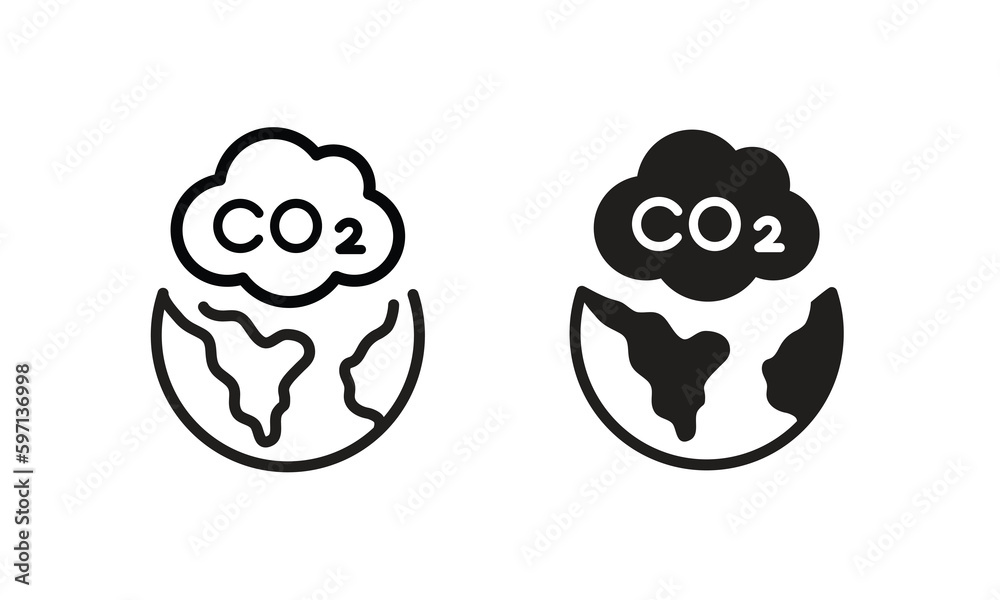 global ecological, eco co2 cloud on globe icon. CO2, Stop global ...