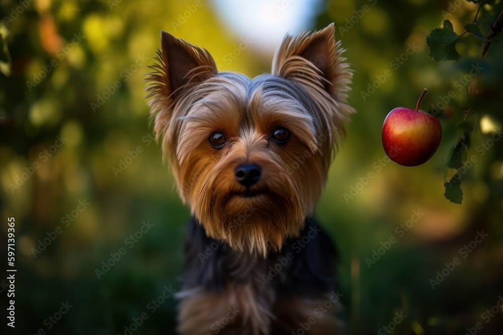 Medium shot portrait photography of an aggressive yorkshire terrier ...