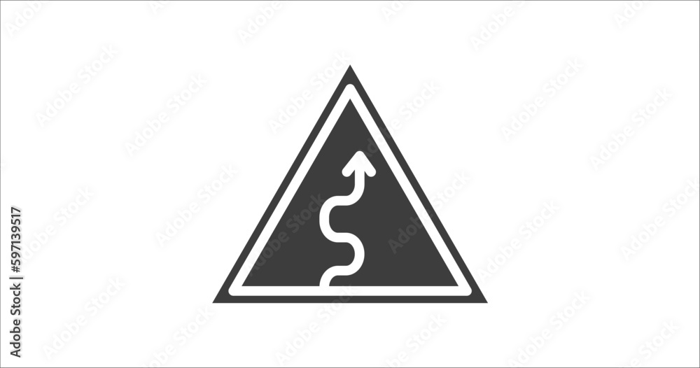 curvy road warning sign icon. Filled curvy road warning sign icon from ...