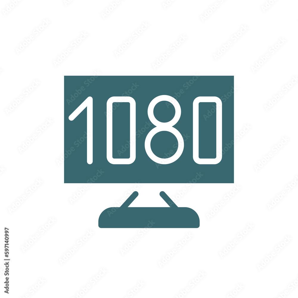 1080p hd tv icon. Filled 1080p hd tv icon from cinema and theater ...