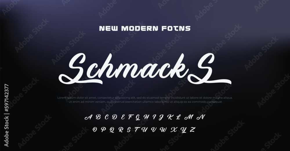 luxury alphabet letters font with tails. Typography italic elegant ...