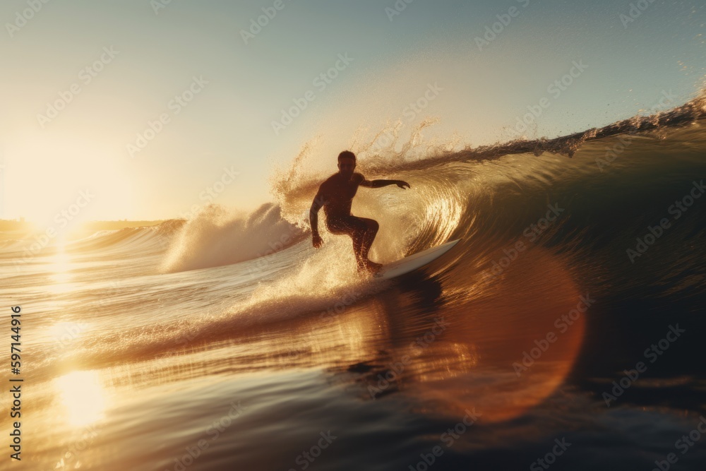 Stunning photograph of a surfer catching a wave, showcasing the ...