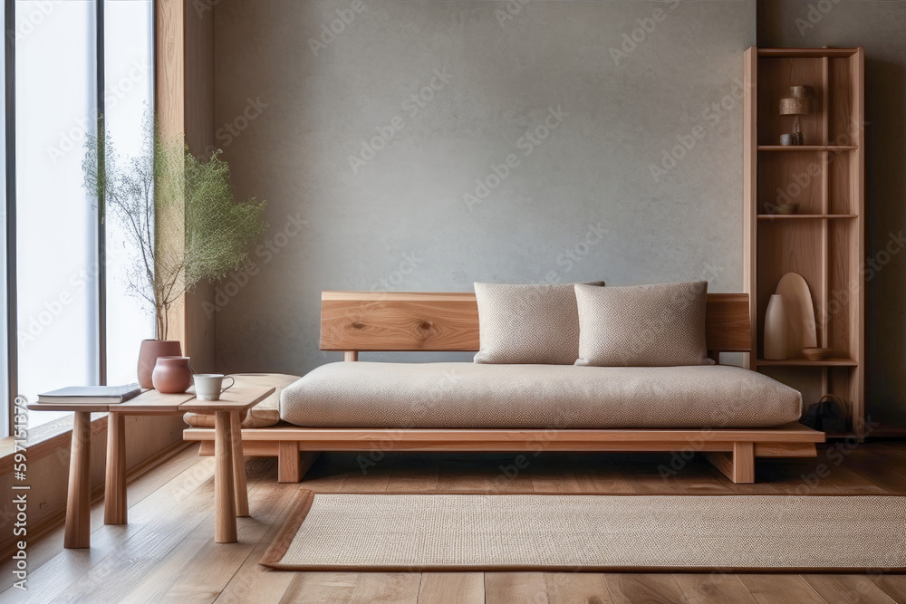 Sofa for interior architecture with Japan style, minimalist design with ...