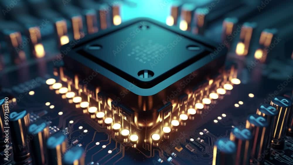 CPU. Modern processor. Motherboard. Computer chip with connections and signals. vídeo de Stock ...