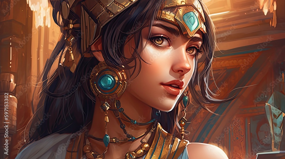 Title: Illustration of a Fantasy woman and abstract art, AI Generated ...