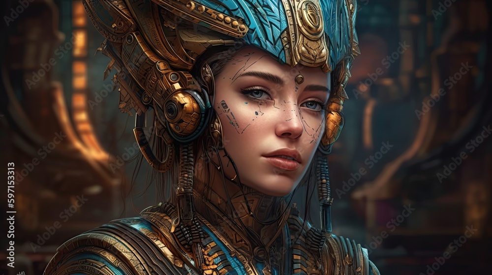 Title: Illustration of a Fantasy woman and abstract art, AI Generated ...