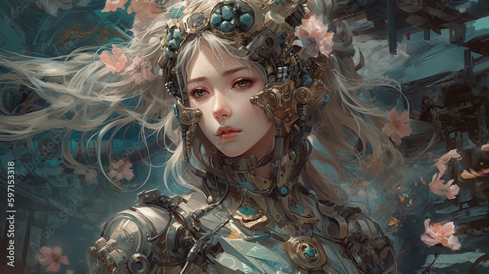 Title: Illustration of a Fantasy woman and abstract art, AI Generated ...